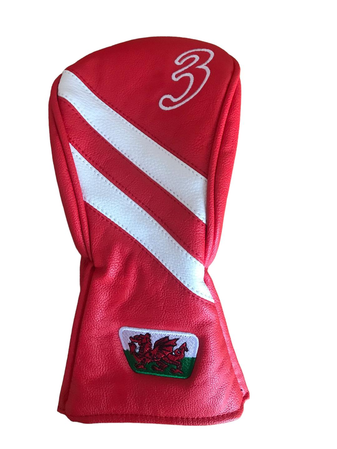 Asbri Wales Crested Golf Fairway or Hybrid Headcover. Red. 3, 5 or X ...